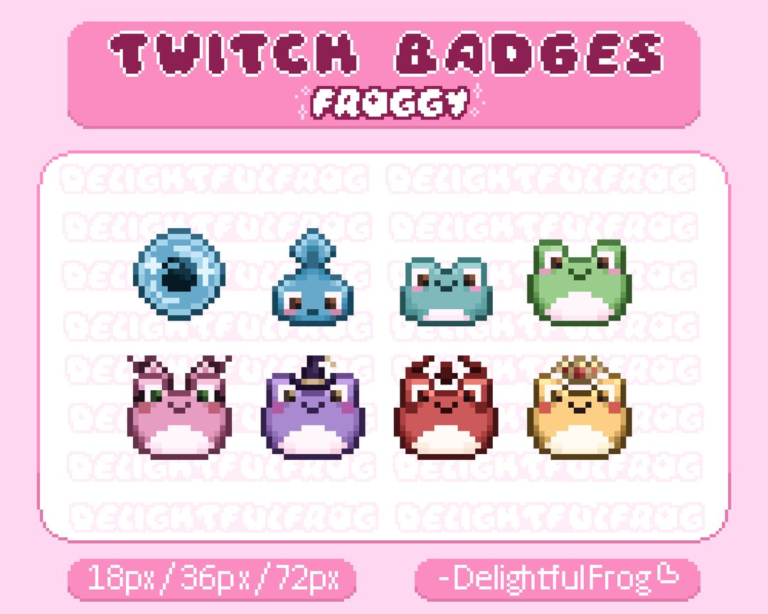 Cute Froggy Pixel Sub Badges / Cute Frog Bit Badges for Twitch ...