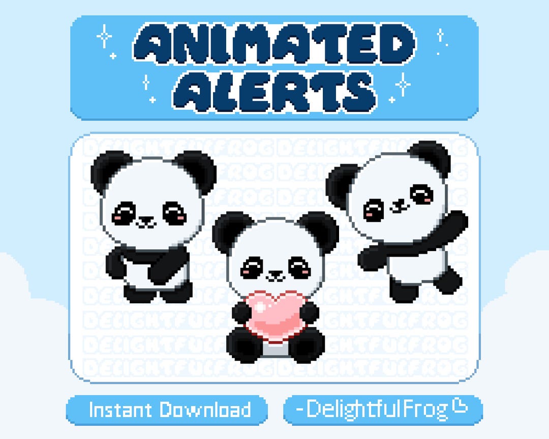 X3 Animated Panda Alert Pack / Cute Bear Twitch Alerts | Instant ...