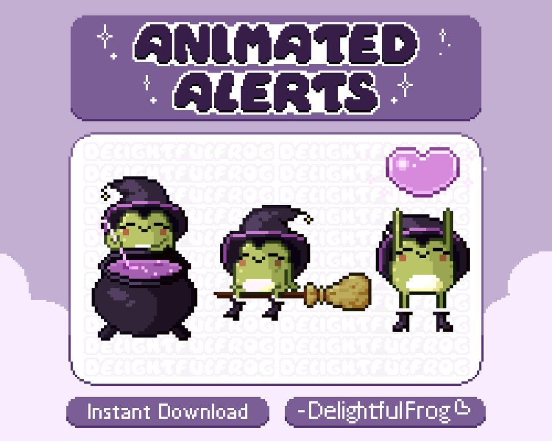 X3 Animated Froggy Witch Alert Pack / Spooky Twitch Alerts | Instant ...
