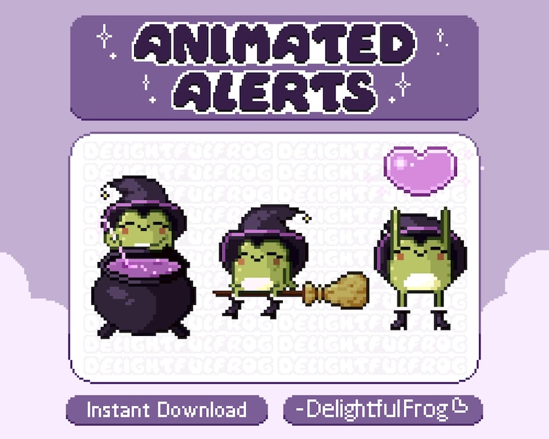 X3 Animated Froggy Witch Alert Pack / Spooky Twitch Alerts | Instant ...