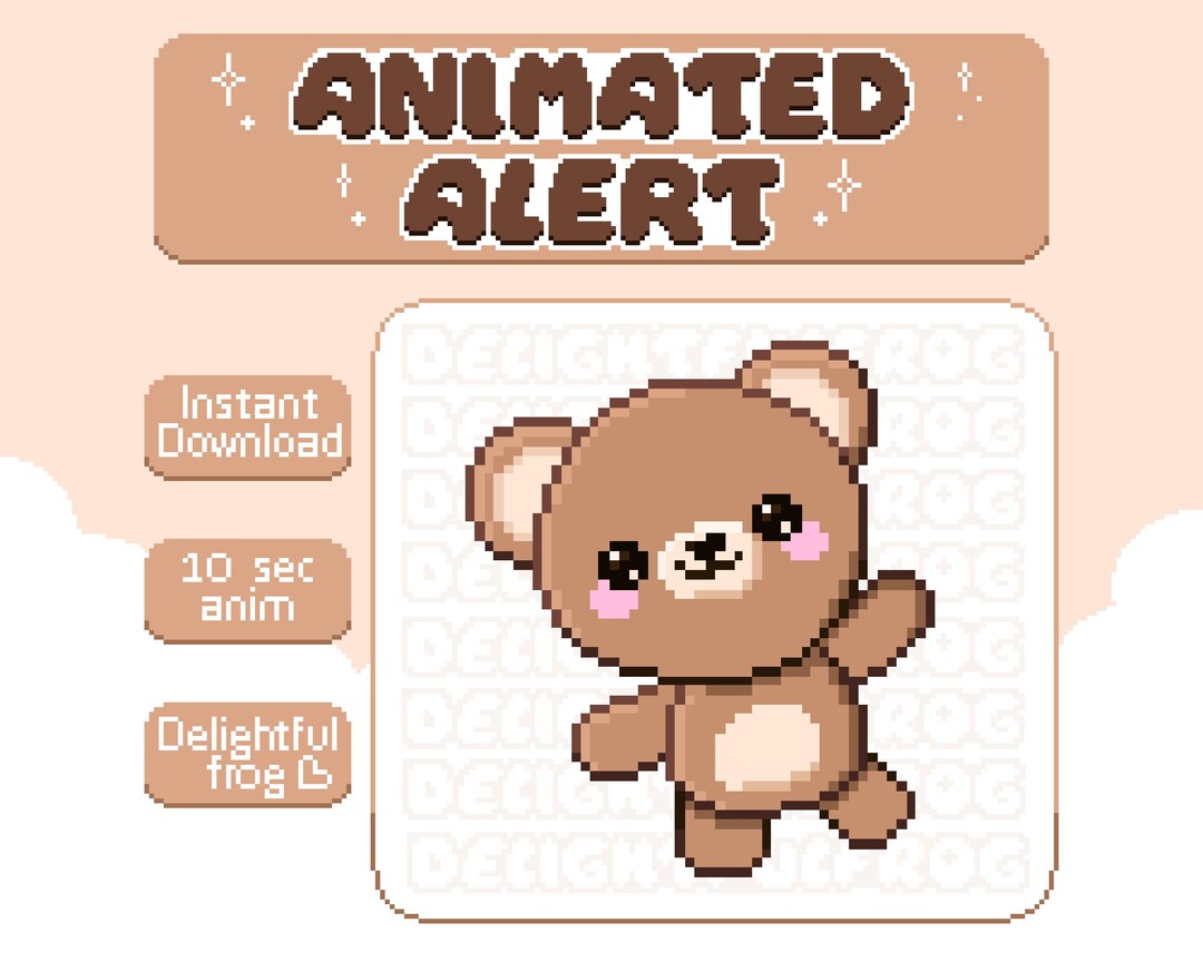 Animated Teddy Wave Alert/cute Bear Twitch Alert | Instant Download for ...