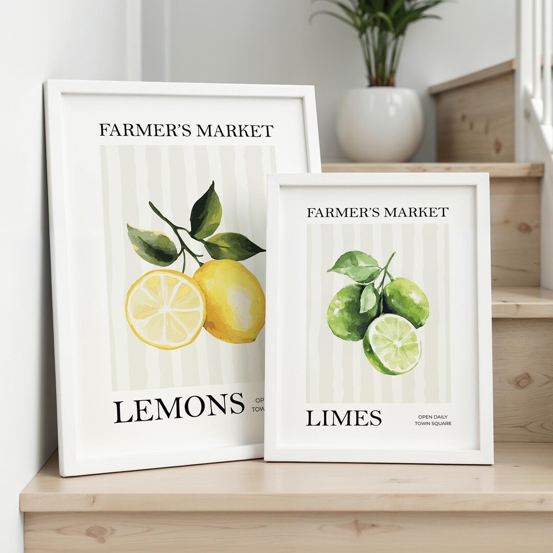 Farmhouse Kitchen Printable Poster Print, Farmer's Market Lemon Lime ...