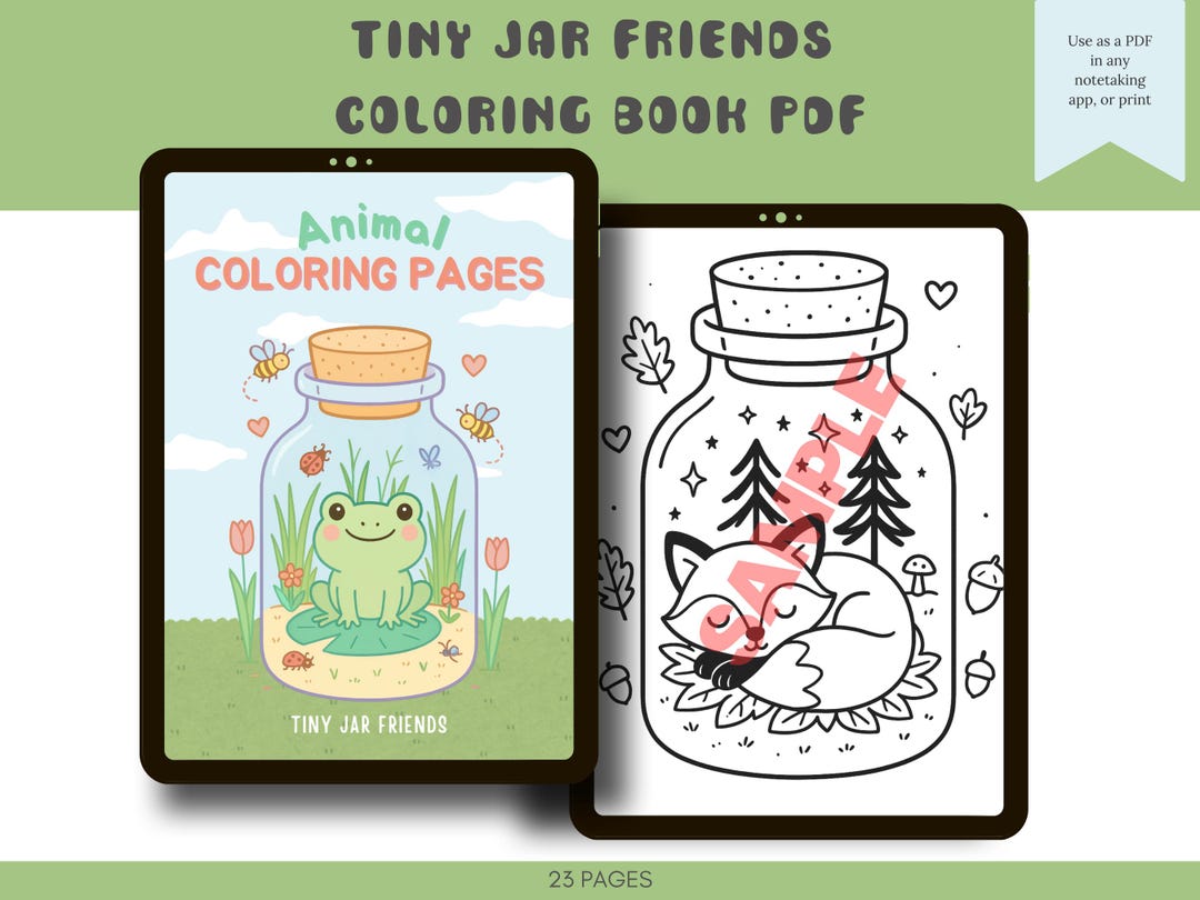Tiny Jar Friends Coloring Book PDF | 23 Cute Animals in Jars ...