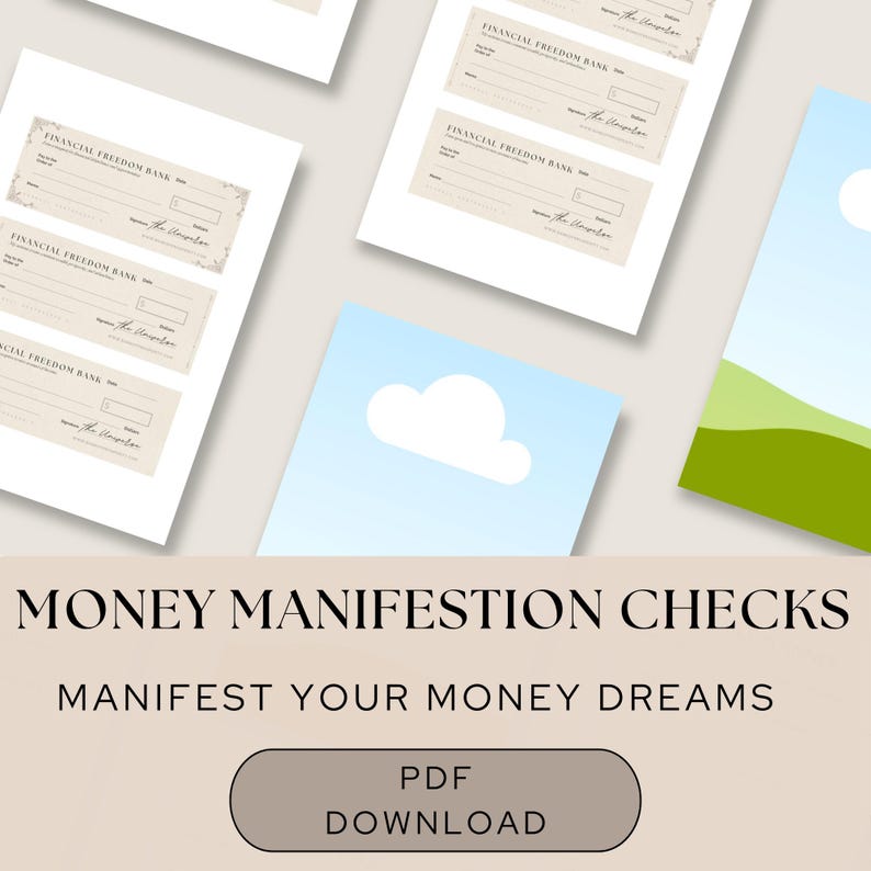 Money Manifestation Checks Printable | Law of Attraction Tool (PDF ...