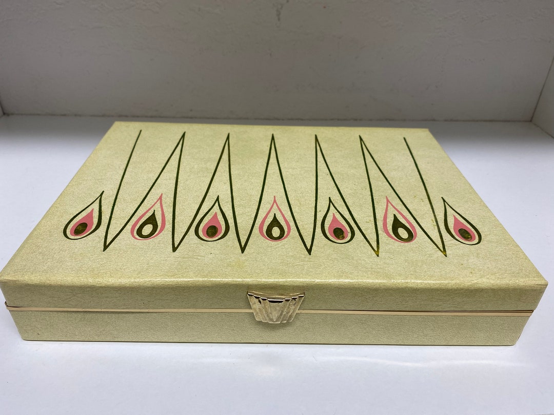 Vintage Mid Century Jewelry Box Atomic Raindrops - Pink Gold Blue - Etsy