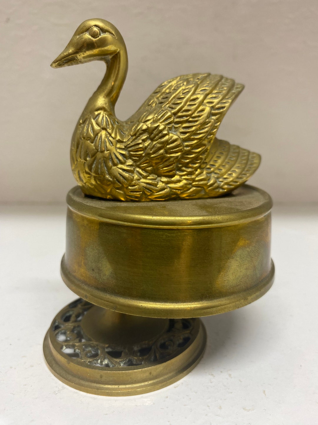 Vintage Brass Swan Music Box - Etsy