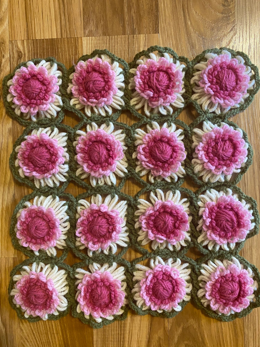 Handmade Crotched Granny Square Flower Mat/runner - Etsy