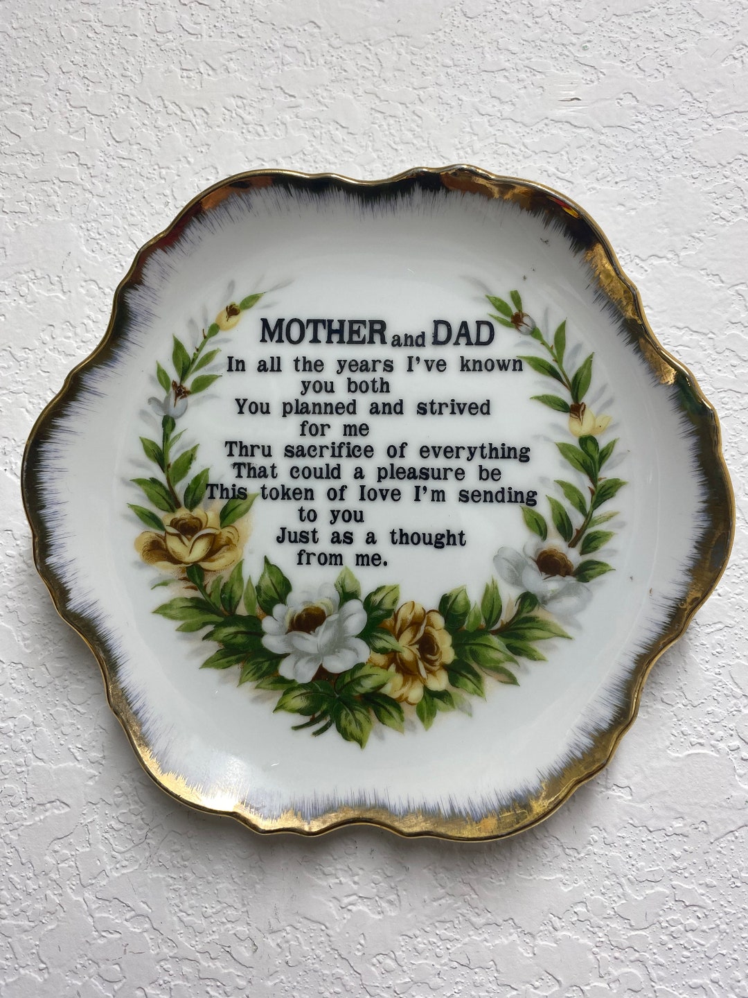 Vintage Mother and Dad Plate - Gratitude - Etsy
