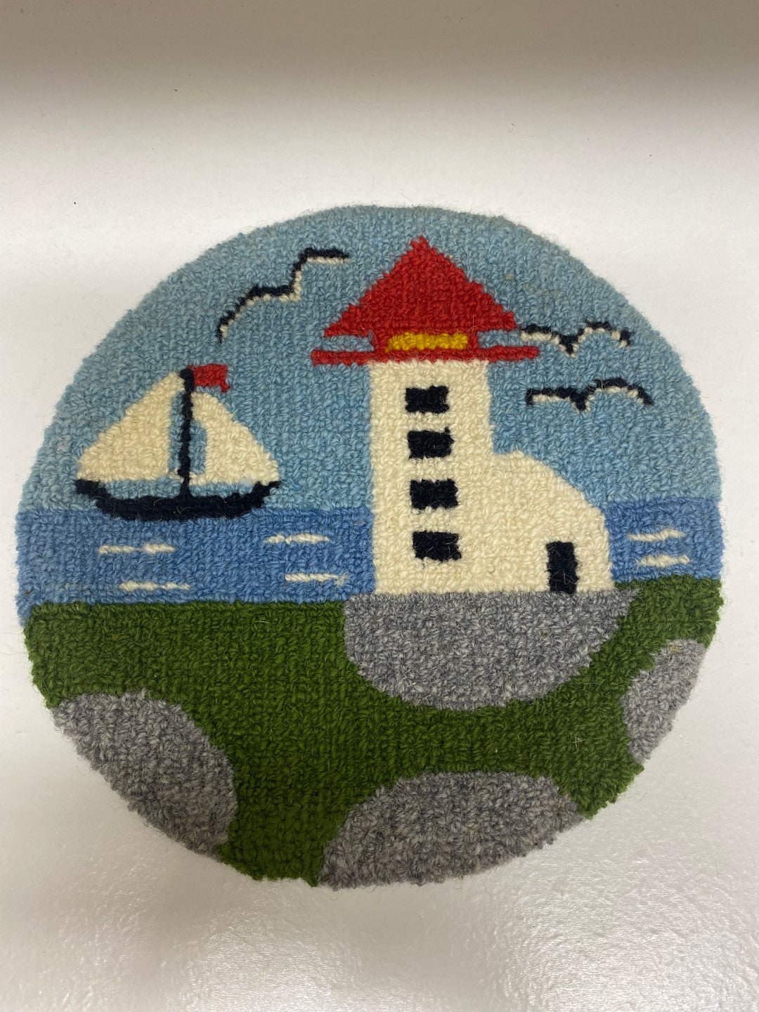 Small Hand Hooked Wool Lighthouse Rug From Nova Scotia - Etsy