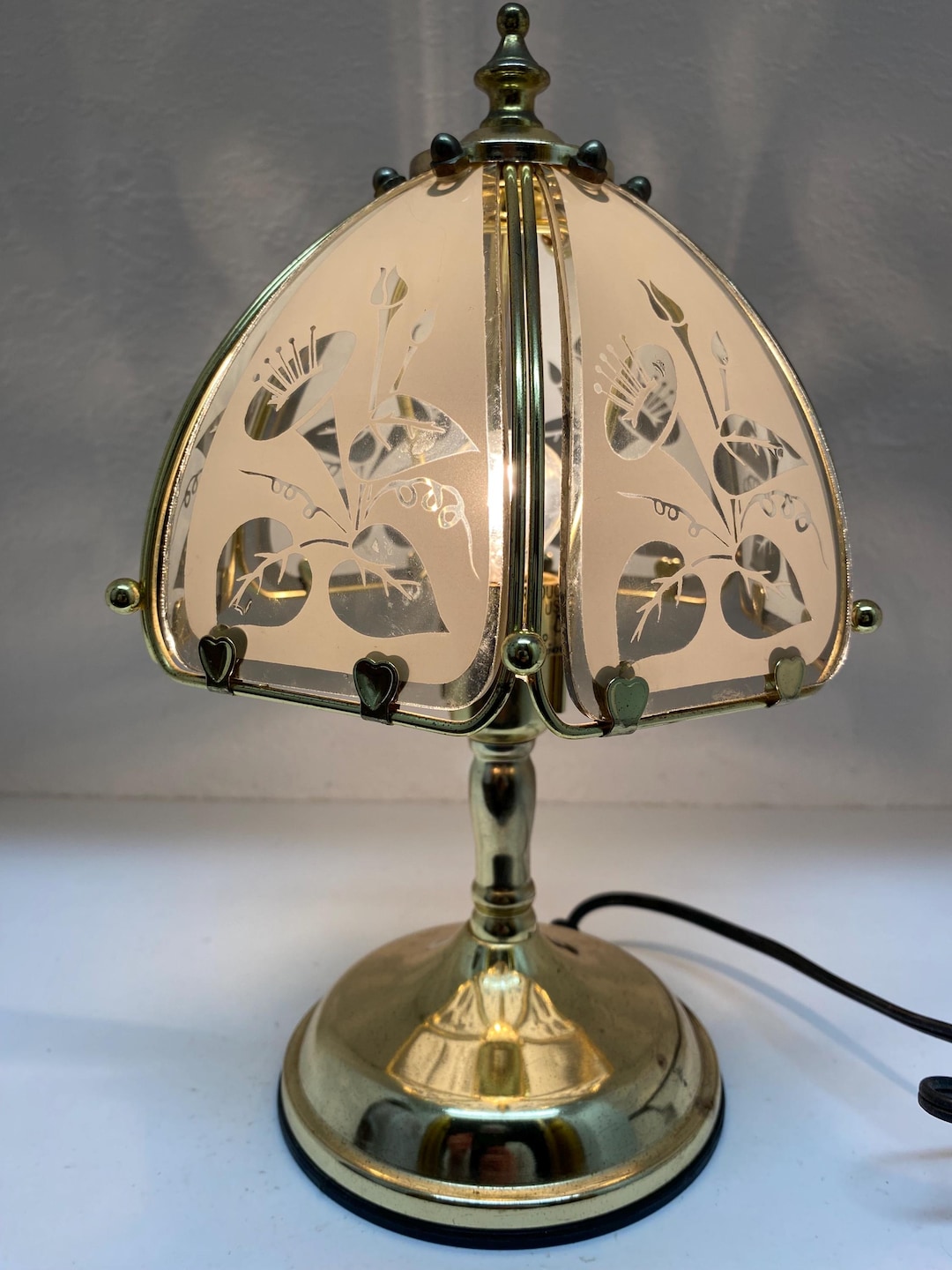 Vintage Brass Touch Lamp Trumpet Flower 3 Setting - Etsy