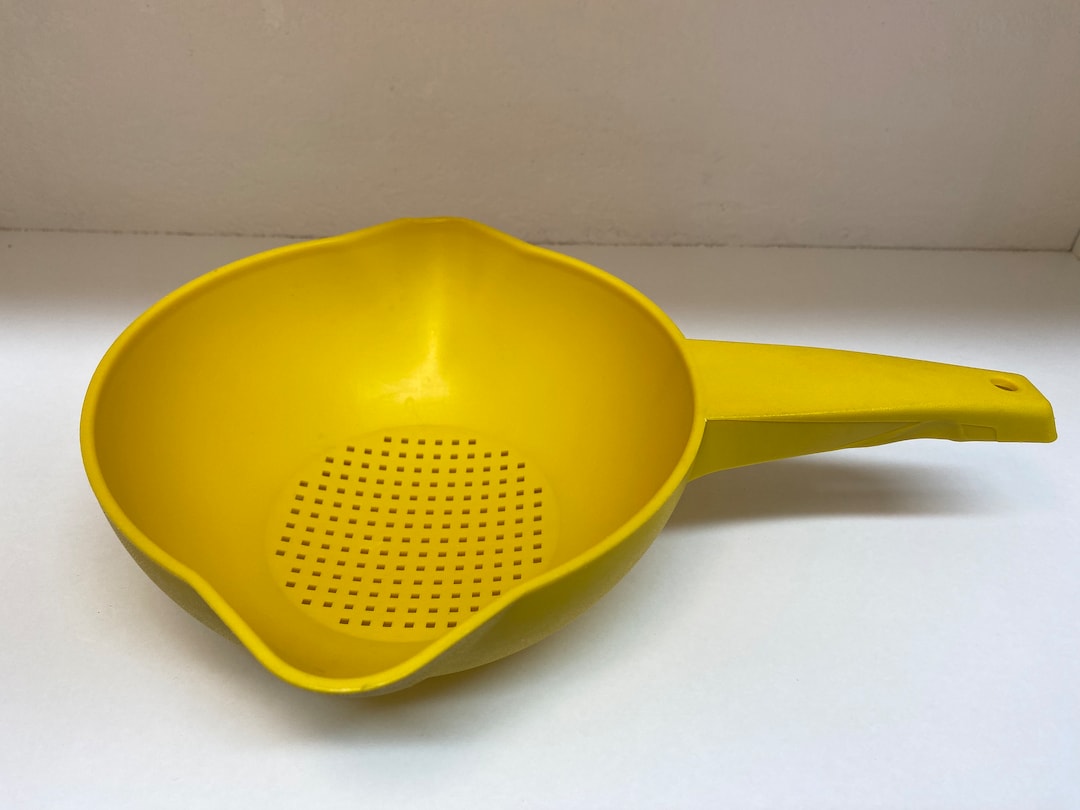 Vintage Yellow Tupperware Strainer With Handle - Etsy