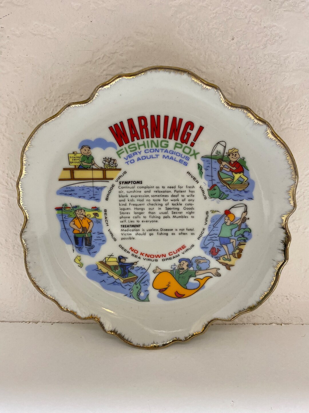 Vintage Fishing Pox Plate - Etsy