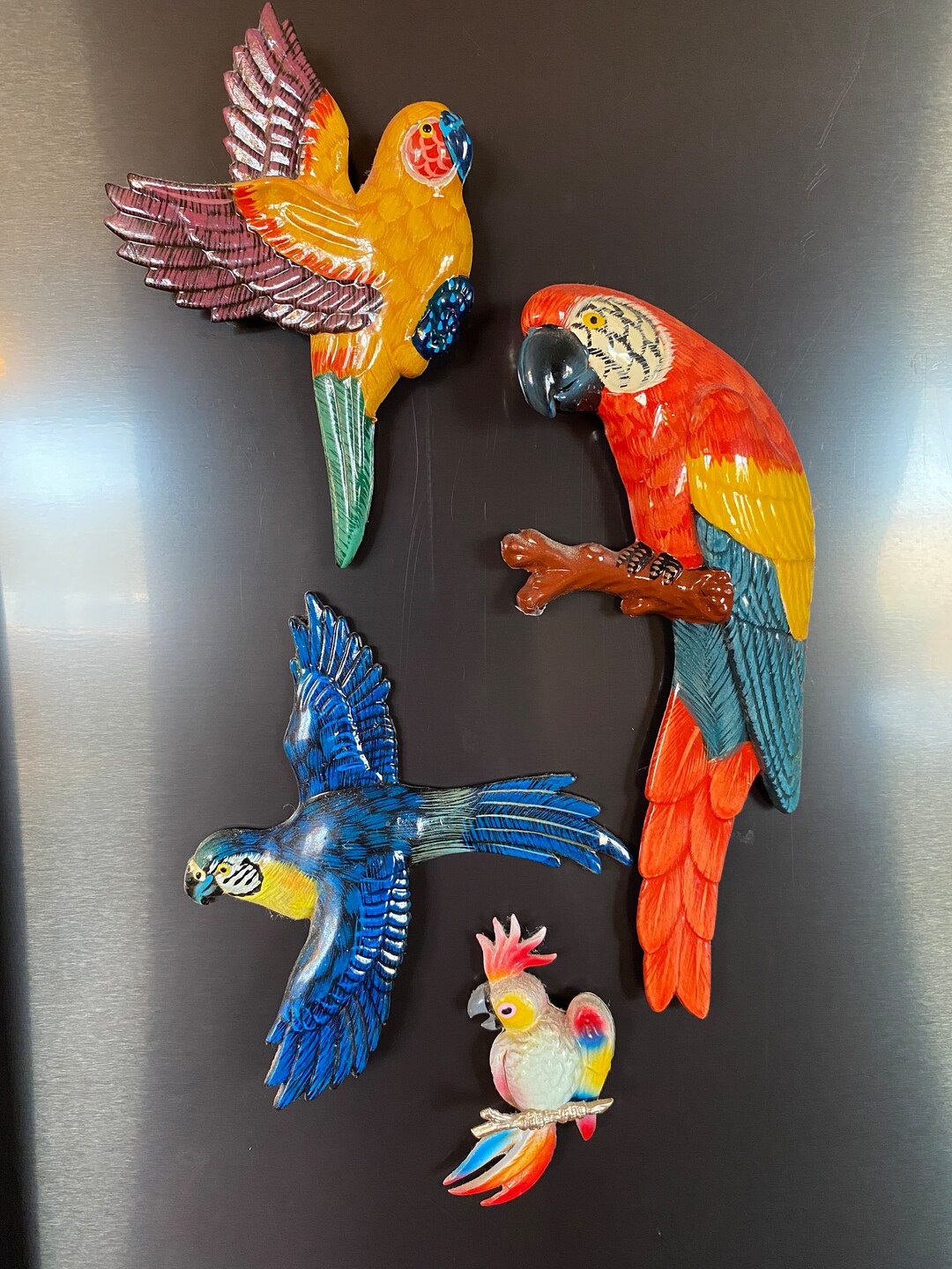 Vintage Set of Hand Painted Parrot Fridge Magnets - Etsy