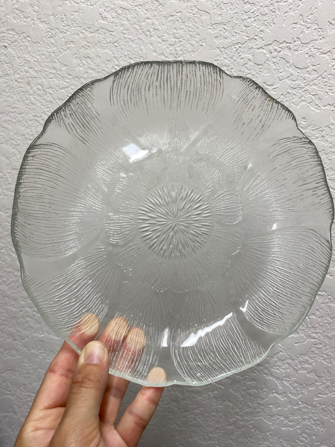 Vintage Arcoroc Fleur Plate - Textured Glass - Floral Design - Etsy