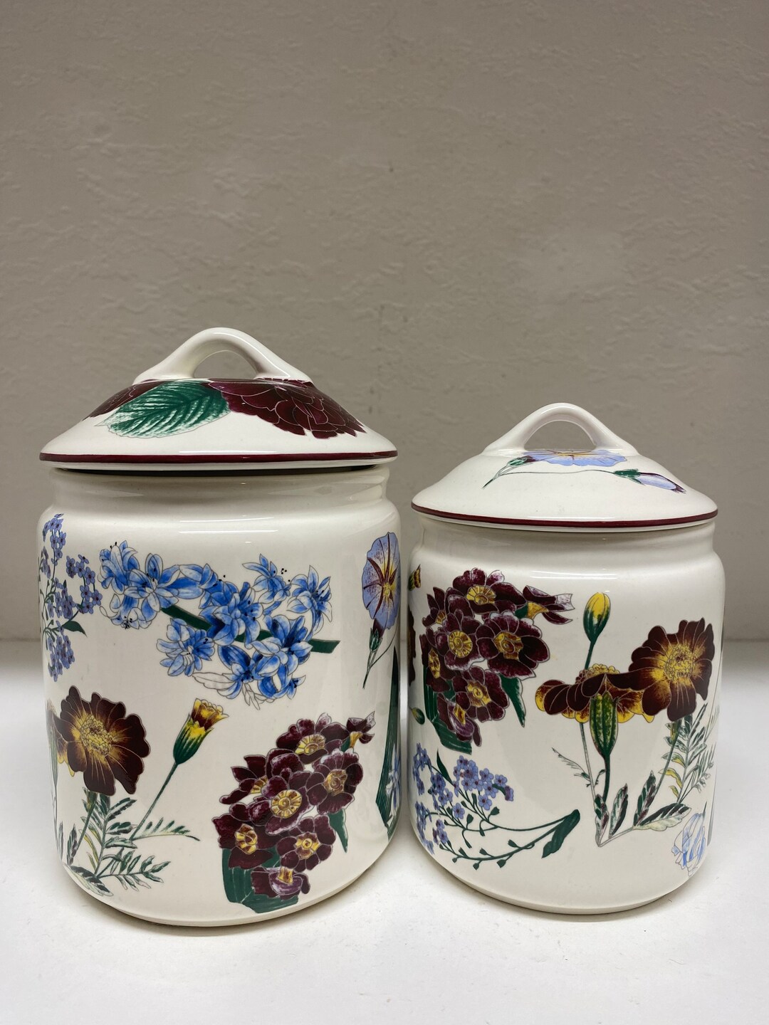 Botanical Floral Spring Canister Set of Two - Etsy