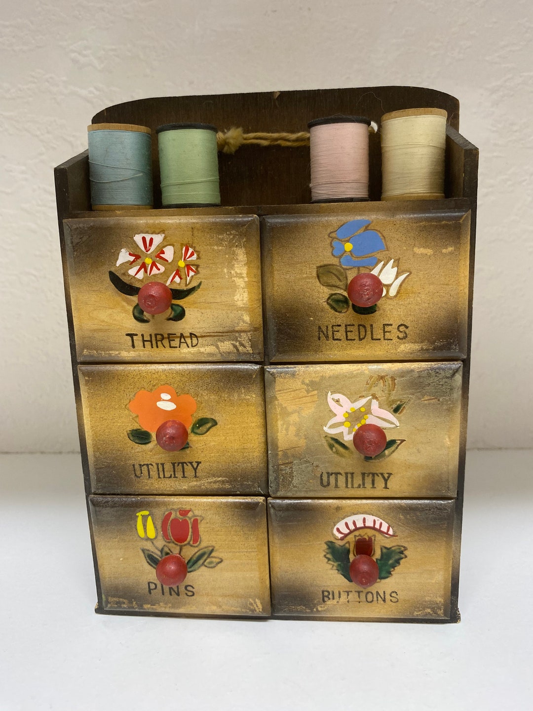 Vintage Mid Century Sewing Notions Box - Etsy