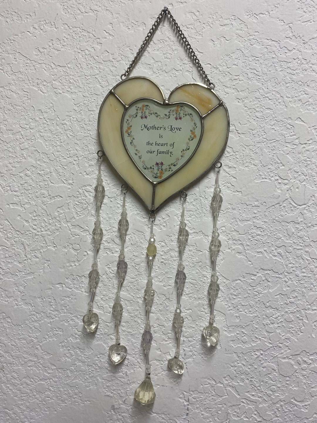 Vintage Stained Glass Mothers Love Heart Suncatcher - Etsy