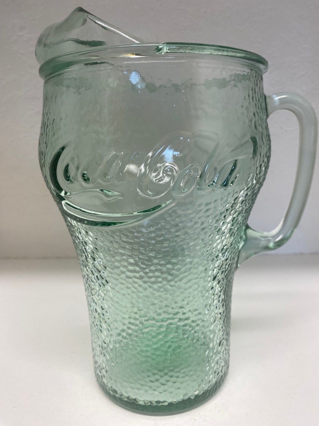 Vintage Coca Cola Green Pebble Glass Pitcher - Etsy