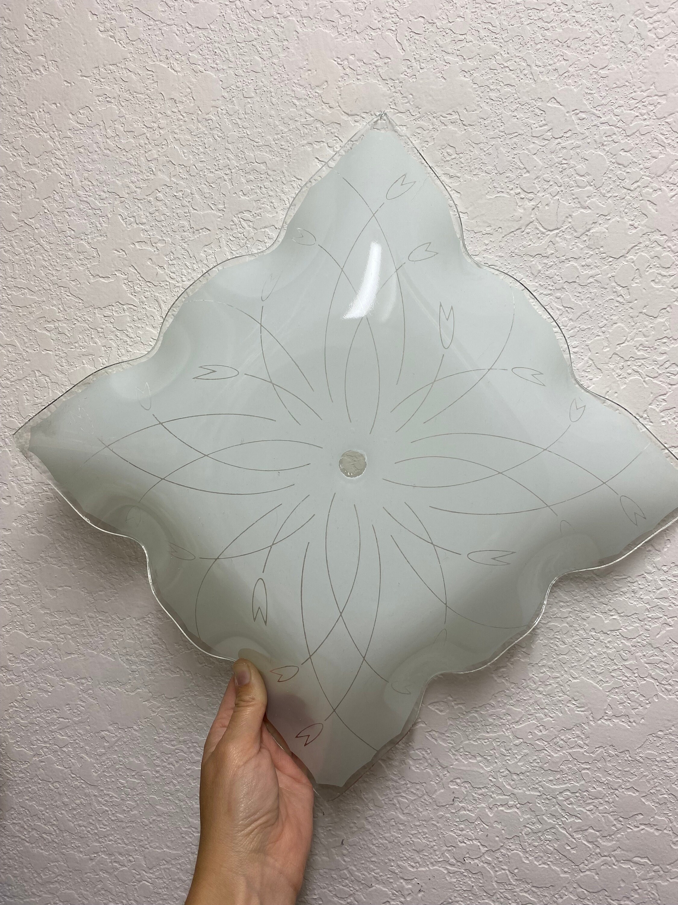 Vintage Mid Century Ceiling Light Fixture Square Tulip Atmoic Frosted ...