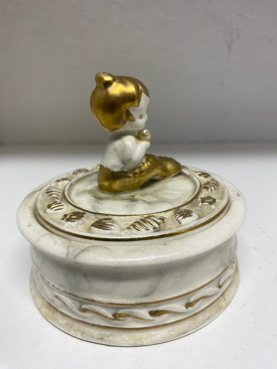1950s Napcoware Mermaid Powder Jar With Gold Detail/S… - Gem
