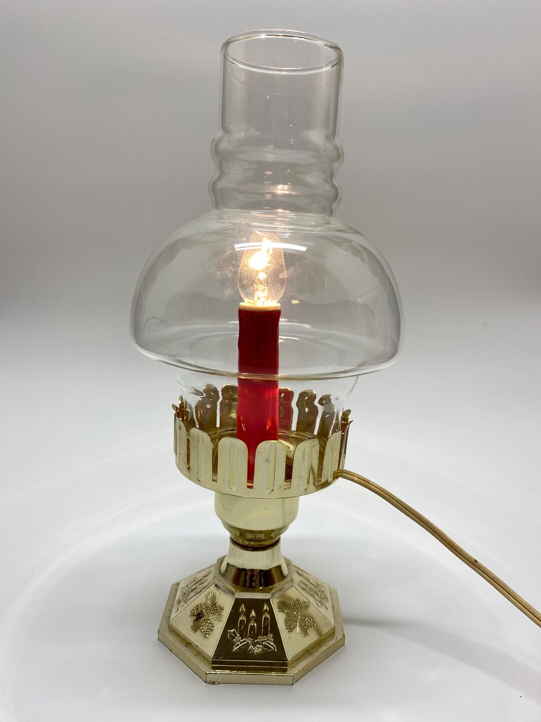 Vintage Christmas Hurricane Lamp - Electric - Mid Century - Etsy