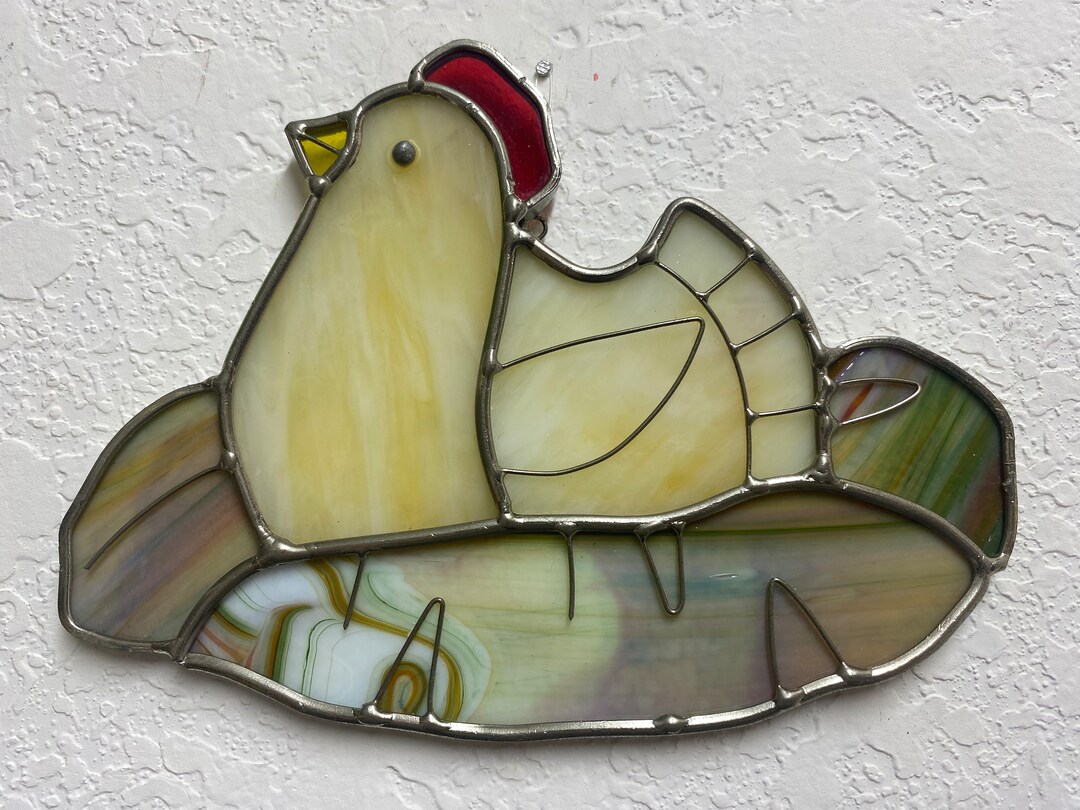 Hen on Nest Stained Glass Suncatcher - Etsy