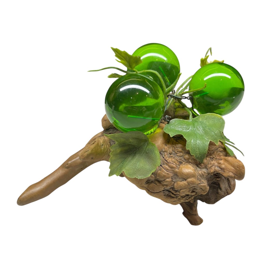 Vintage Large Lucite Grape Cluster on Driftwood - Etsy