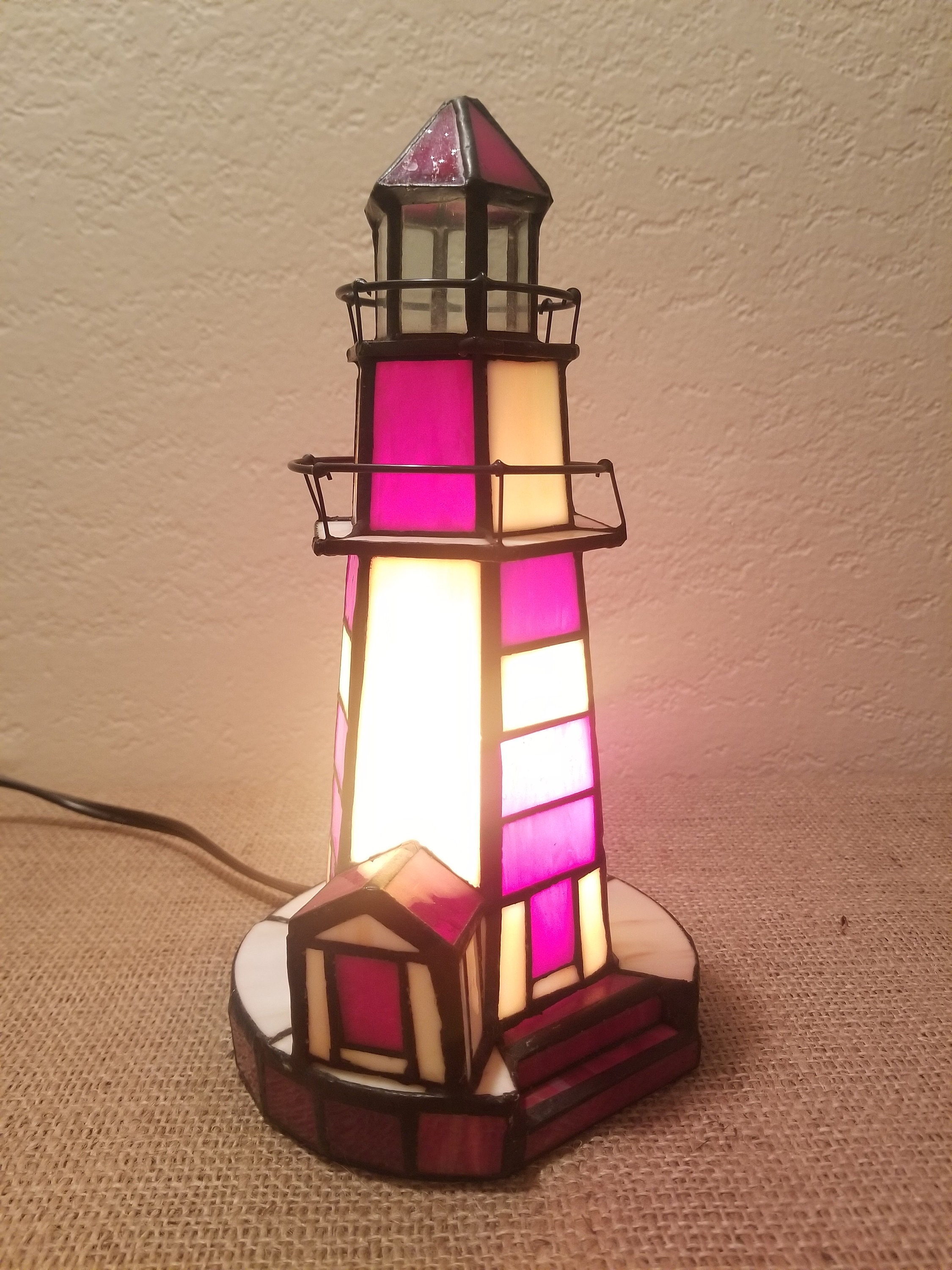 Stained Glass Lighthouse Lamp
