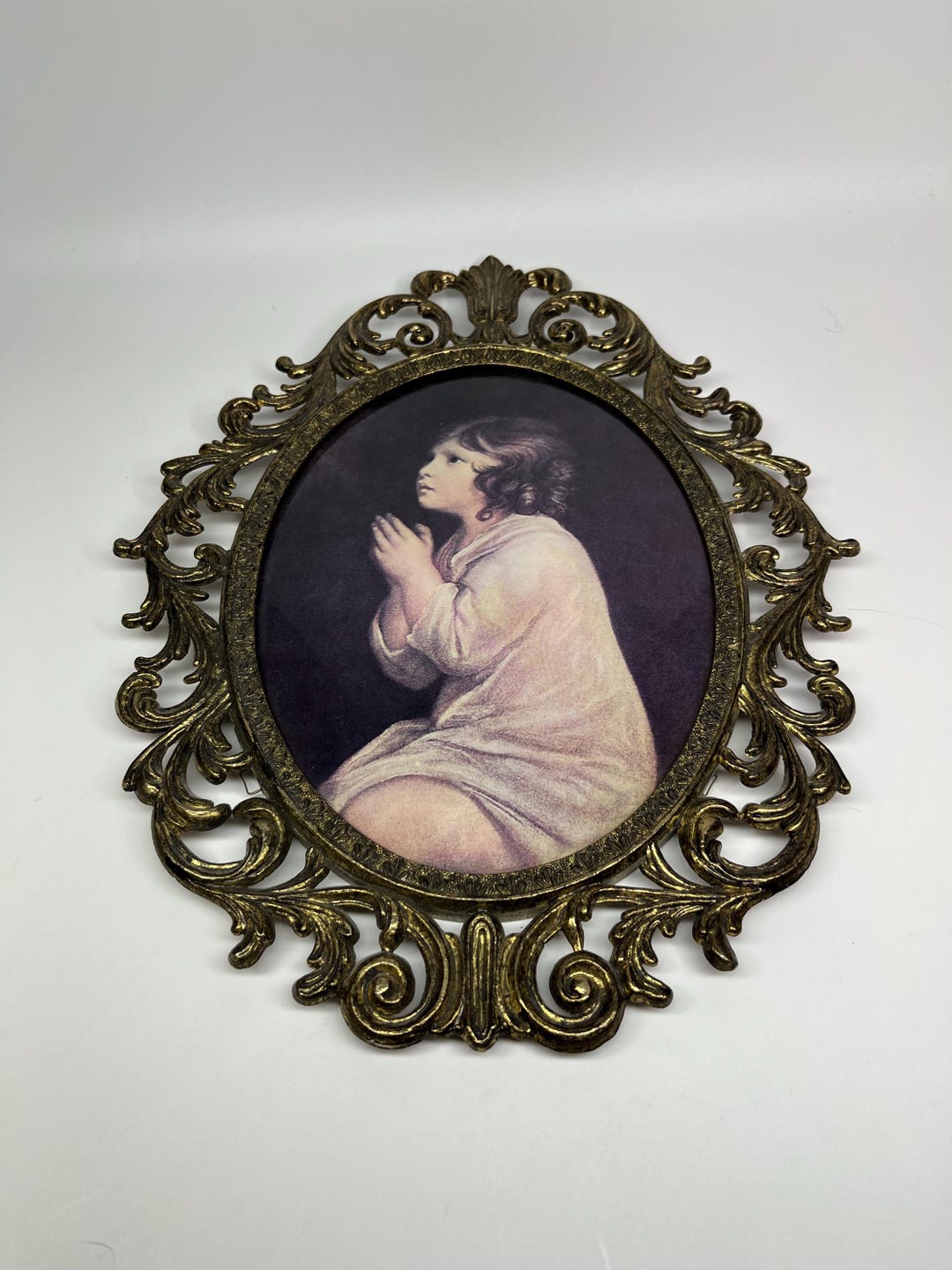 Vintage Bubble Glass Picture Frame - Ornate Metal - the Infant Samuel ...