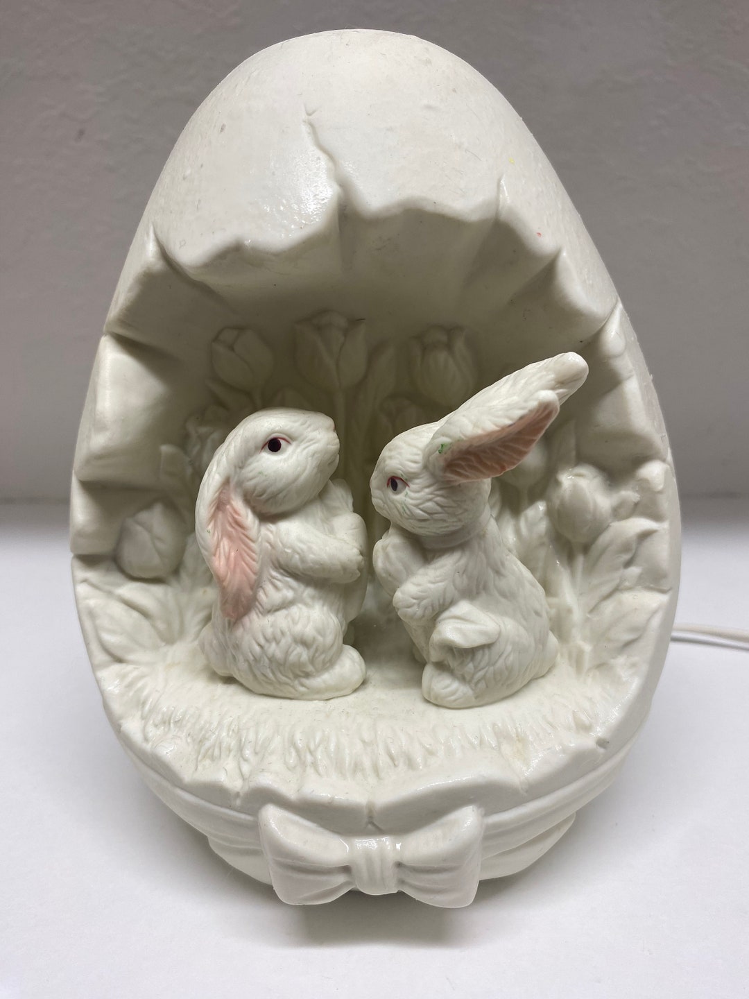 Vintage Light up Ceramic Bunny - Egg - Tulip Display - Etsy