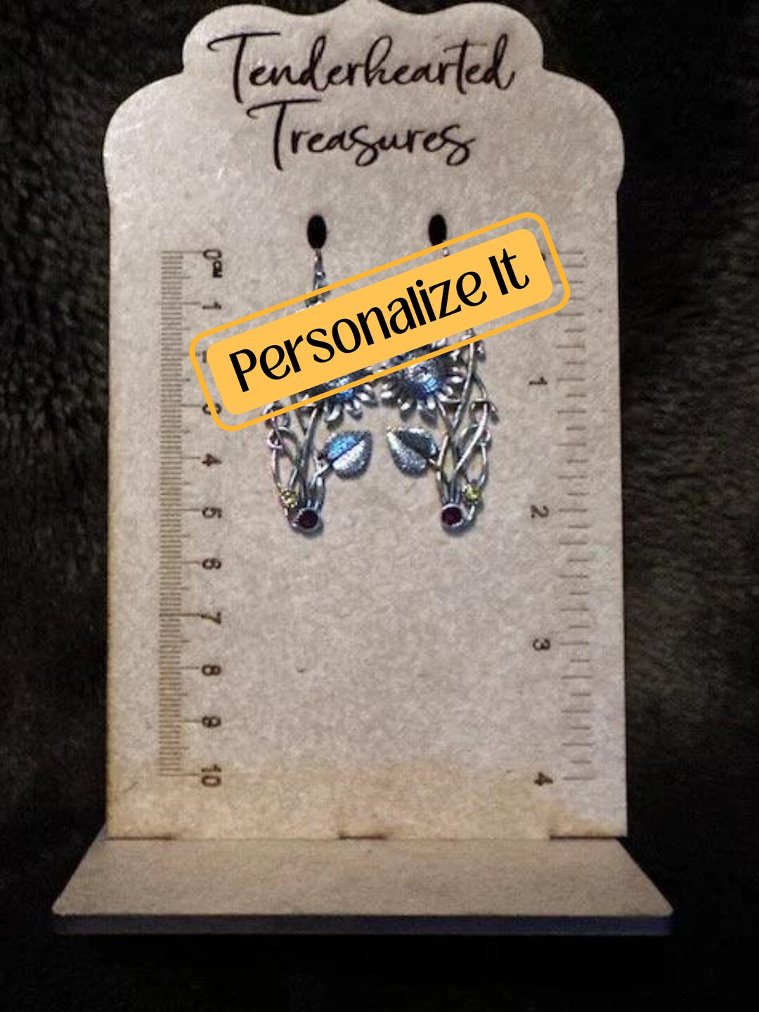 Personalized Earring Display Stand With Measuring Ruler in Inches and ...