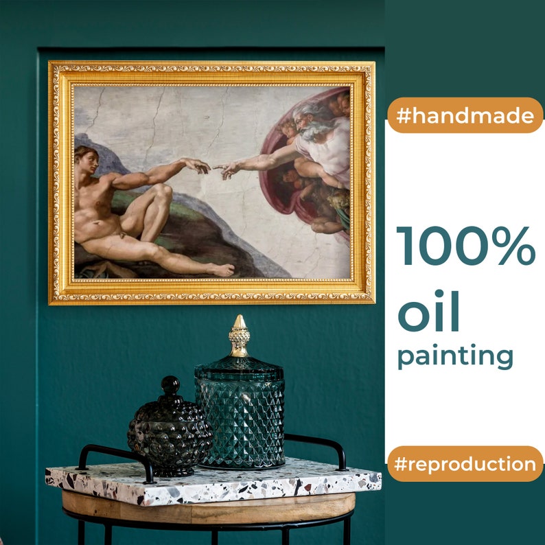 Michelangelo the Creation of Adam Oil Painting Reproduction - Etsy
