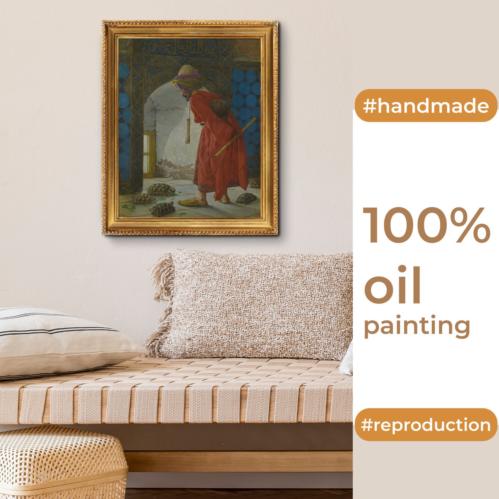 Osman Hamdi Bey the Tortoise Trainer, Oil Painting Reproduction, Canvas ...