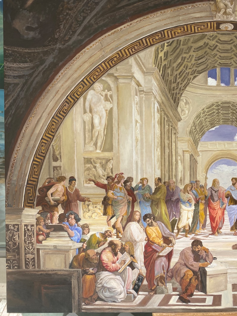 Raphael's School of Athens, Oil Painting Reproduction, Framed Wall Art ...