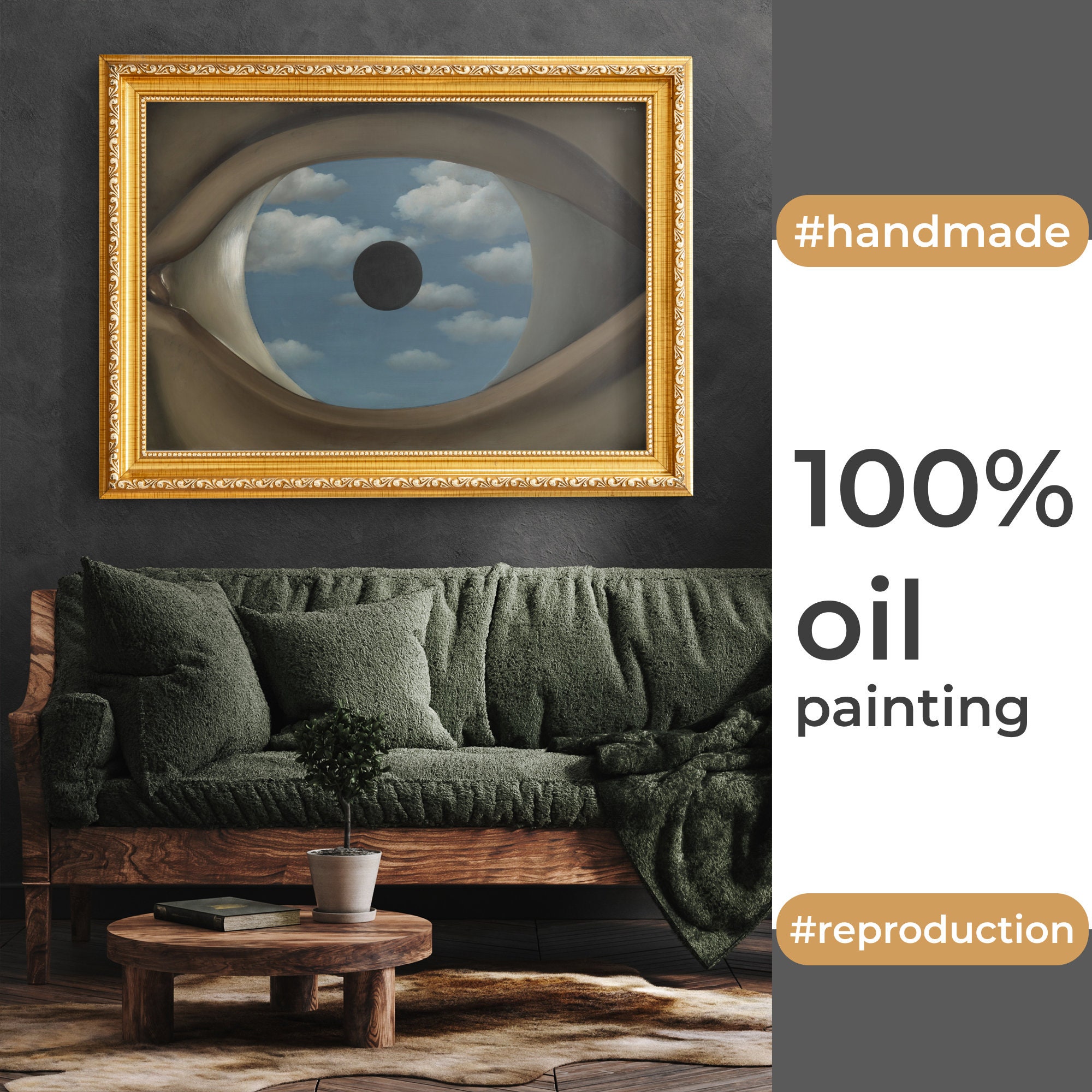 Rene Magritte the False Mirror, Oil Painting Reproduction, Abstract ...