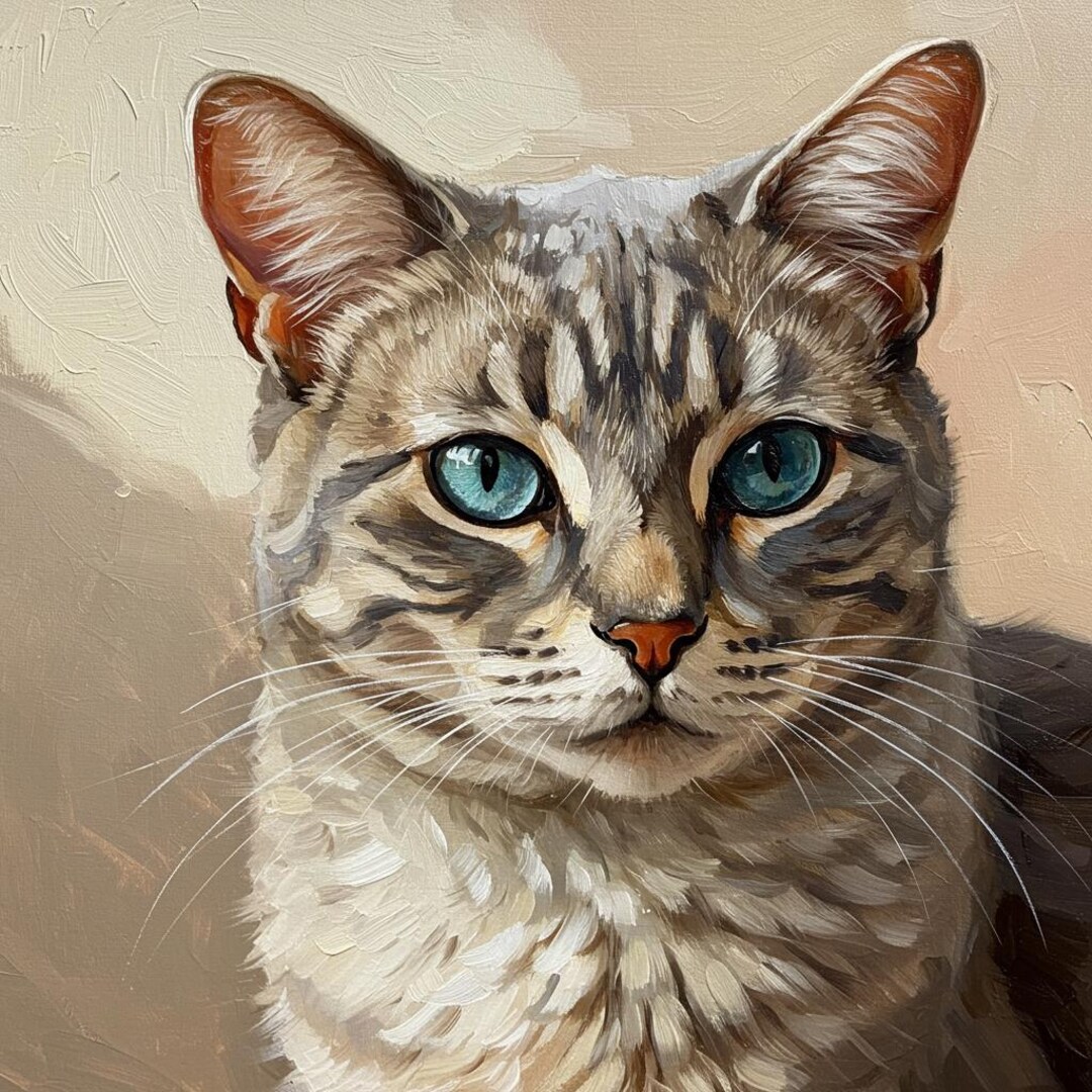 Custom Cat Portrait Painting, Hand-painted Oil on Canvas, Pet Memorial ...