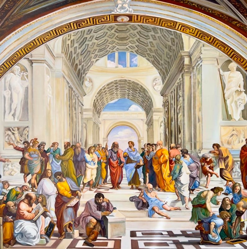 Raphael the School of Athens, Oil Painting Reproduction, Framed ...