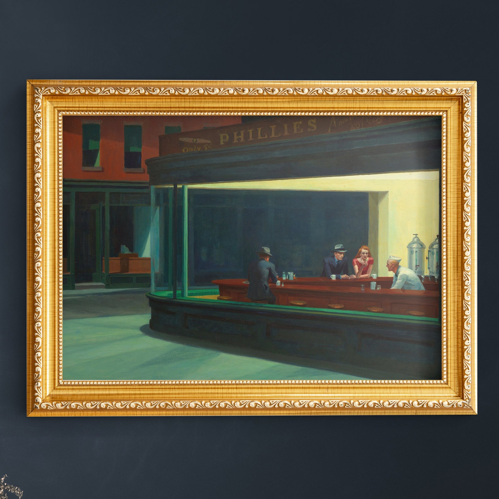 Edward Hopper Nighthawks, Oil Painting Reproduction, Original Framed ...
