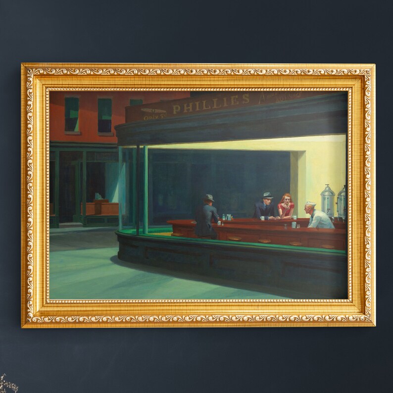 Edward Hopper Nighthawks, Oil Painting Reproduction, Original Framed ...