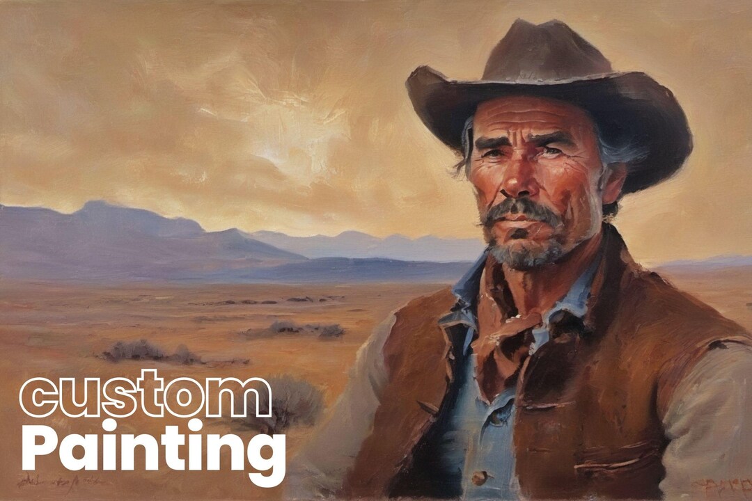 Custom Western Painting, Western Portrait From Photo, Western Art ...