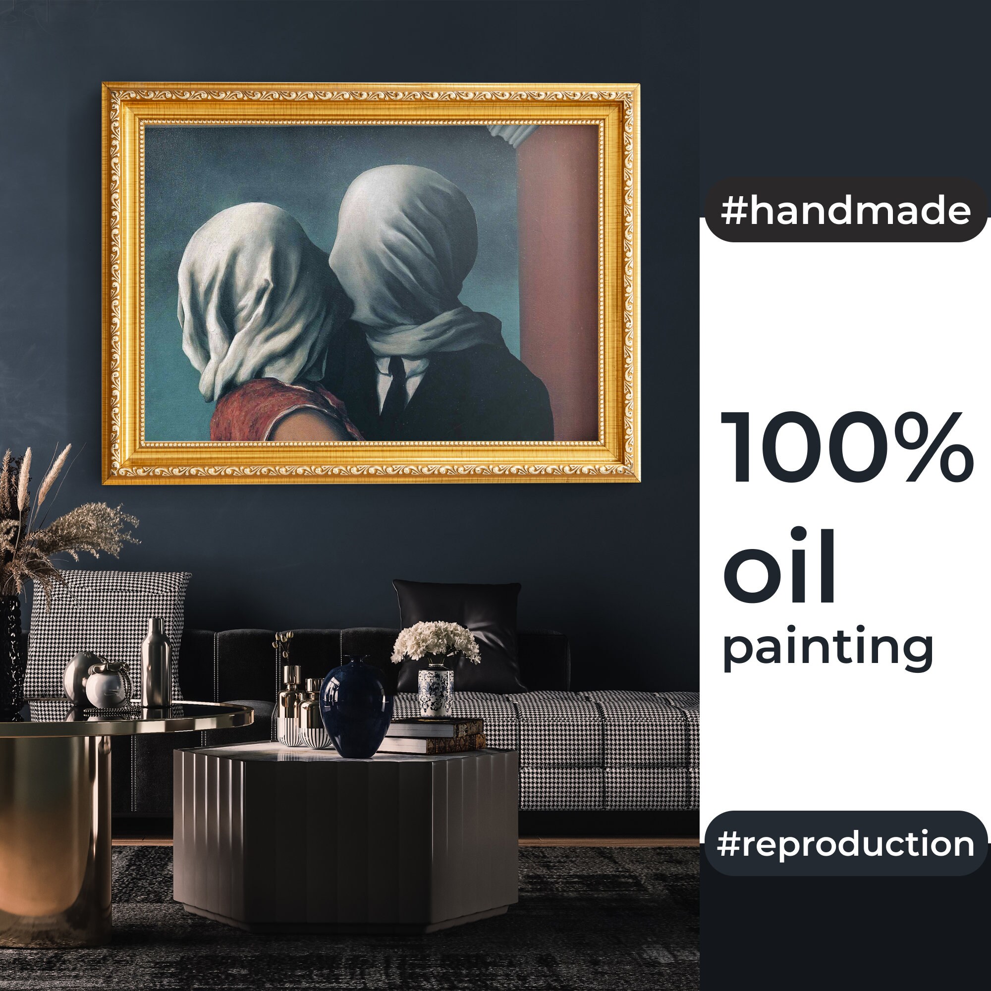 Rene Magritte the Lovers Oil Painting Reproduction Abstract - Etsy