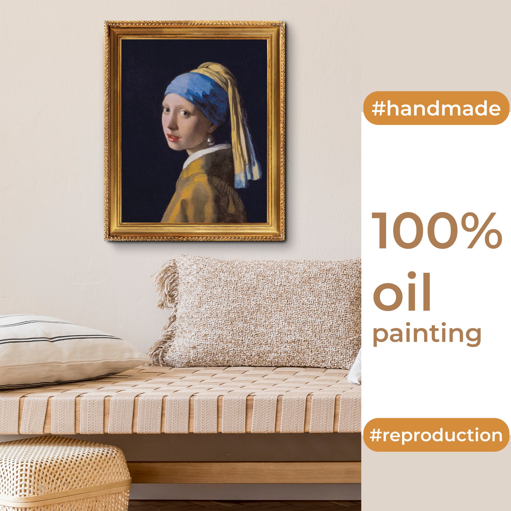 Johannes Vermeer Girl With a Pearl Earring, Oil Painting Reproduction ...