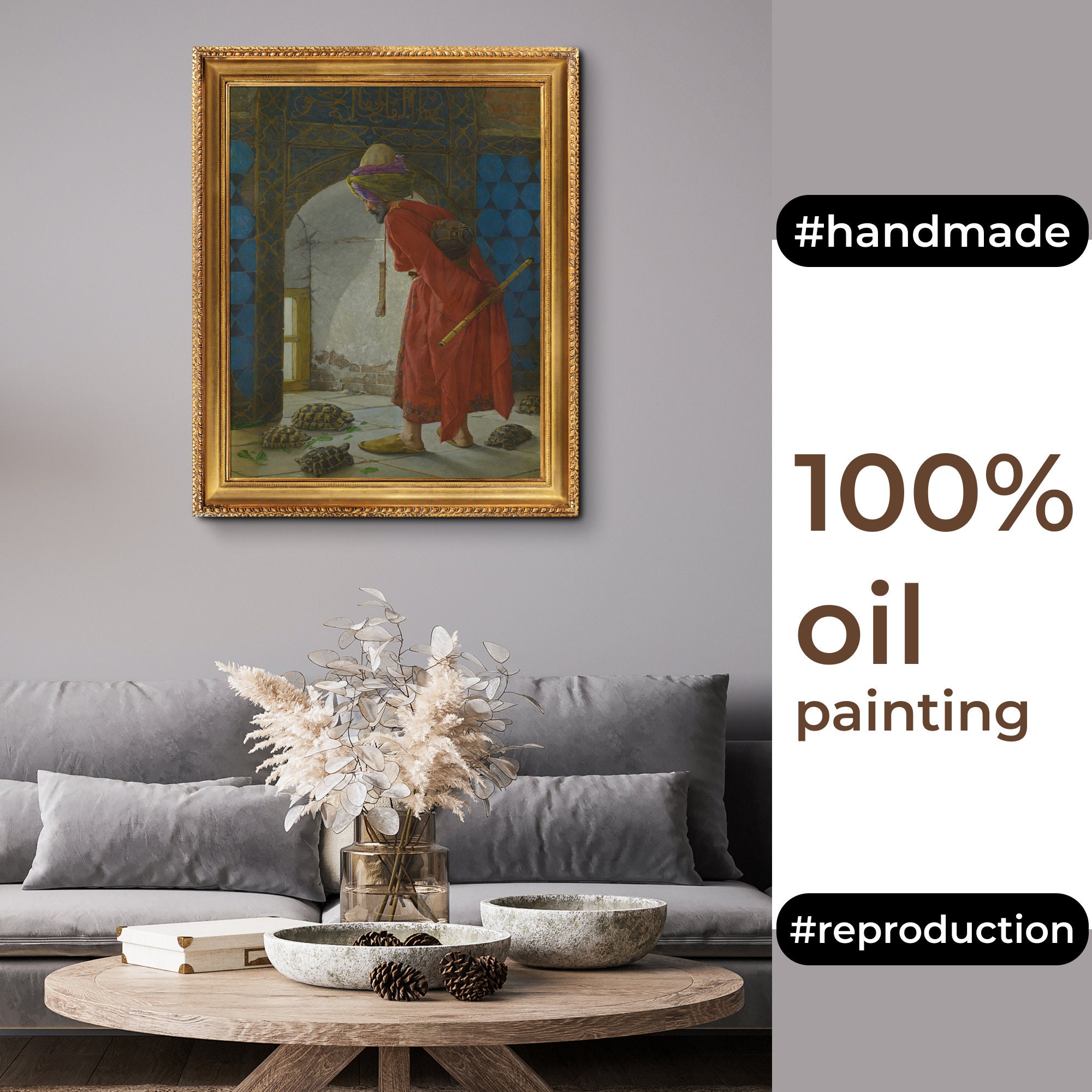 Osman Hamdi Bey the Tortoise Trainer, Oil Painting Reproduction, Canvas ...