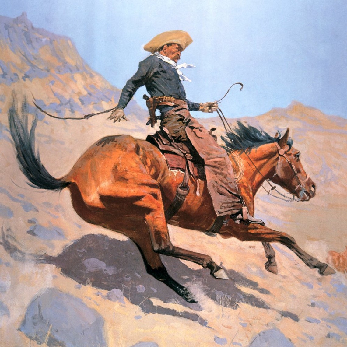 Frederic Remington the Cowboy, Oil Painting Reproduction, Oil on Canvas ...