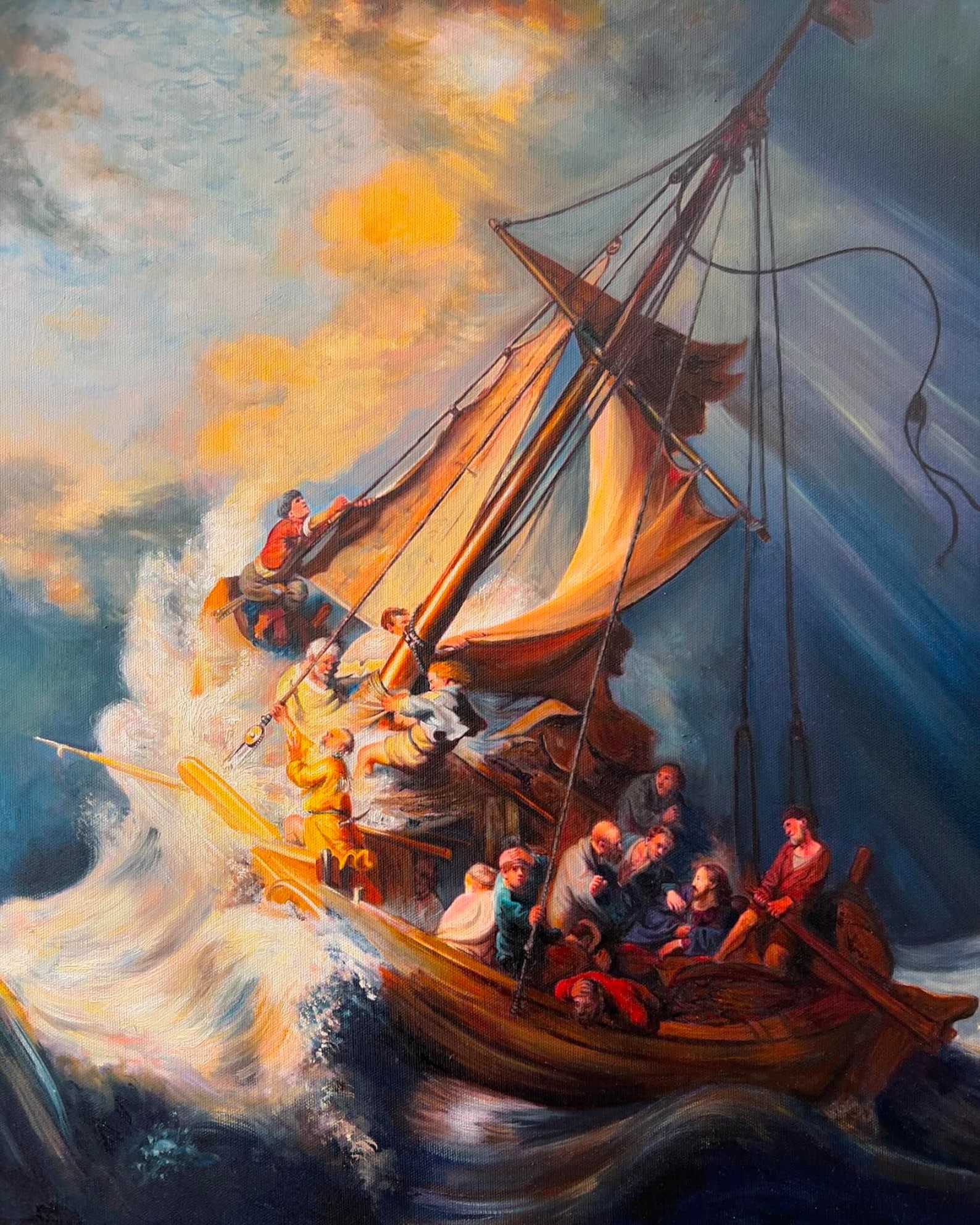 Rembrandt, the Storm on the Sea of Galilee, Oil Painting Reproduction ...