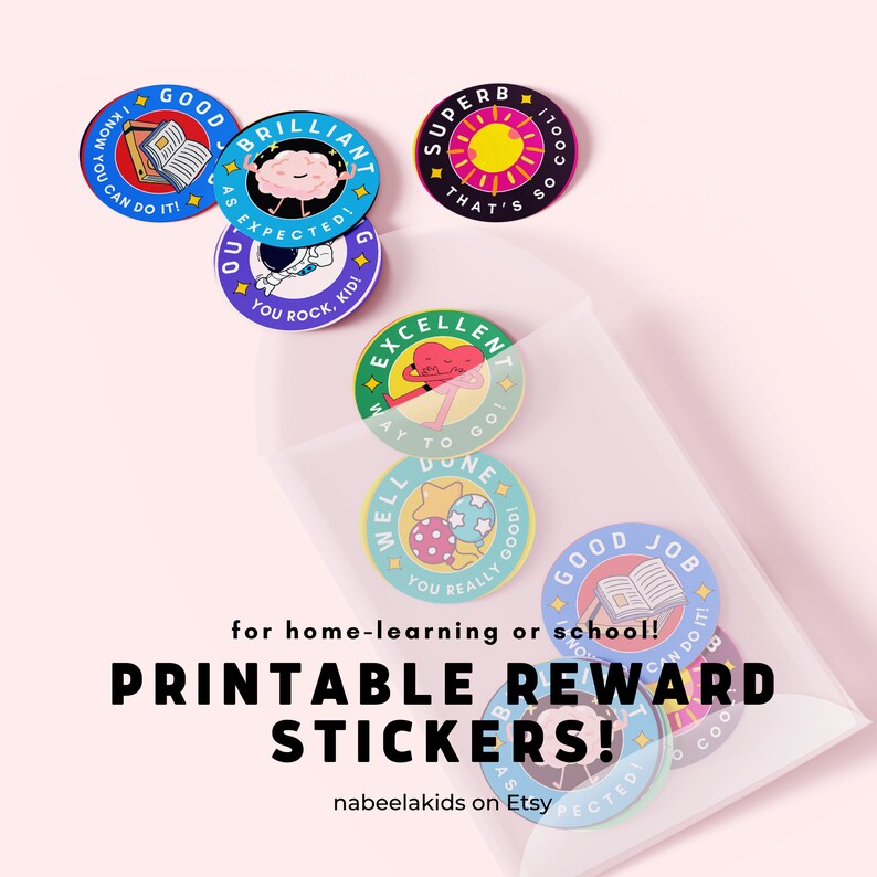 Printable Reward Sticker Sheet for Kids, Customizable Stickers, Instant ...