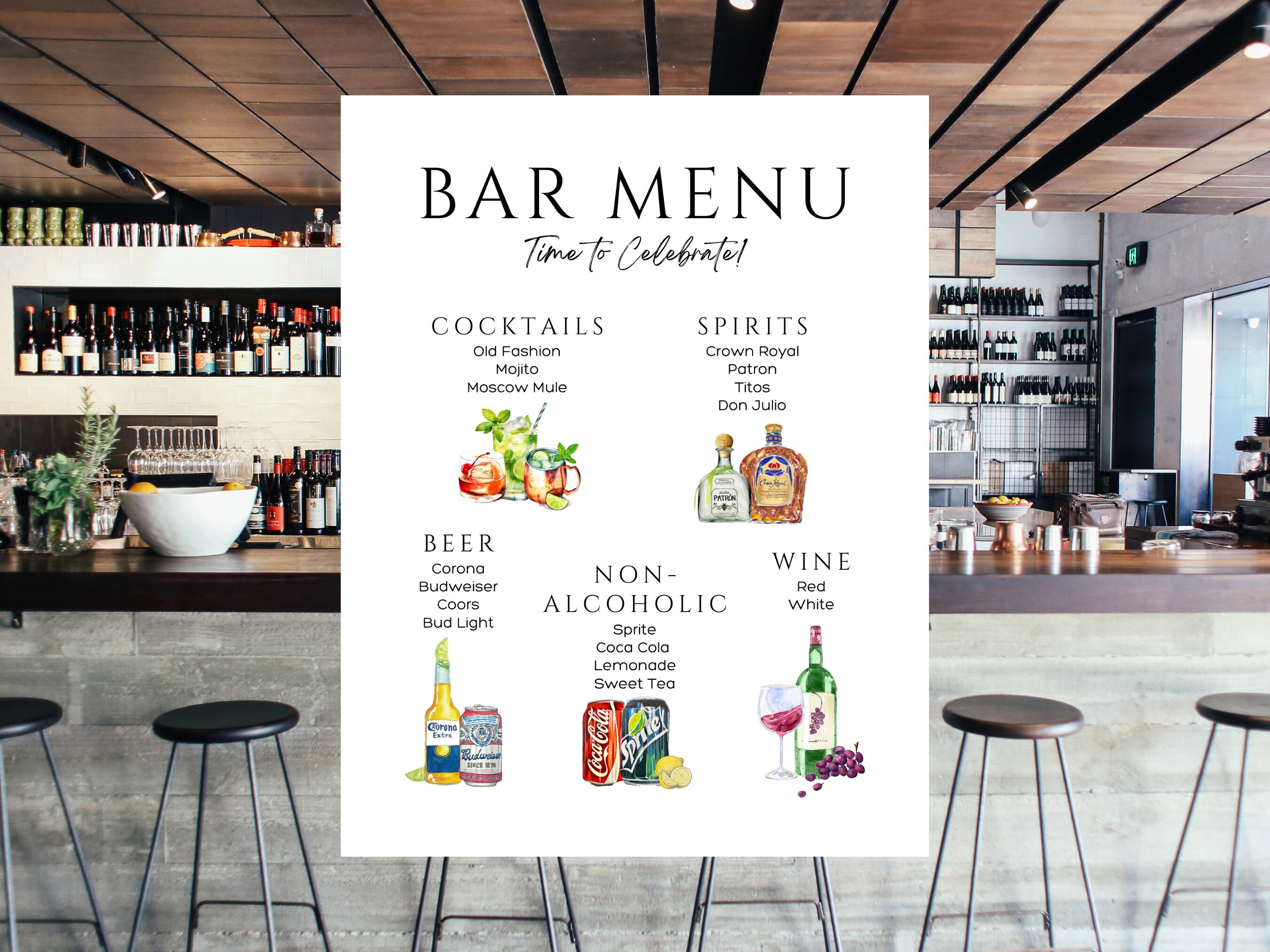 Bar Menu Template, Digital Bar Menu, Bar Menu Canva Template ...