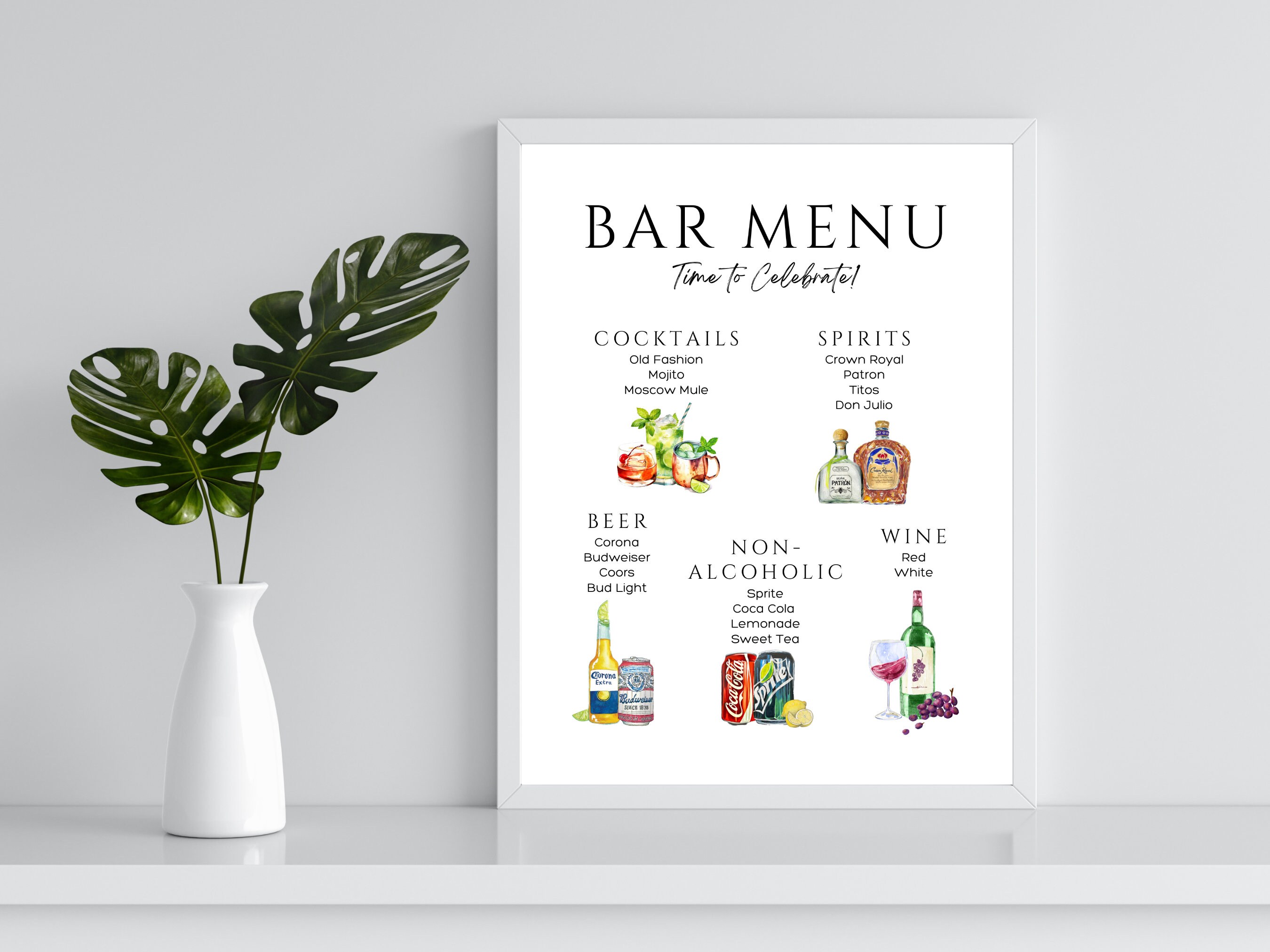 Bar Menu Template, Digital Bar Menu, Bar Menu Canva Template ...