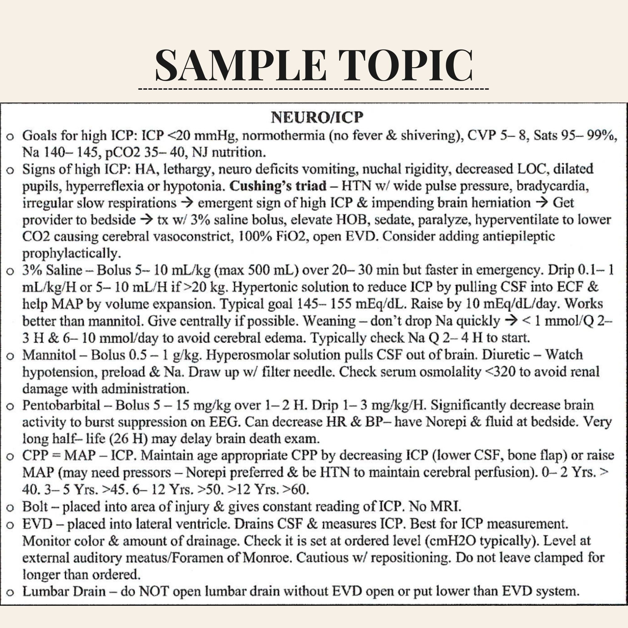 Pediatric Intensive Care Unit Nursing Bundle: PICU Reference Sheet and ...
