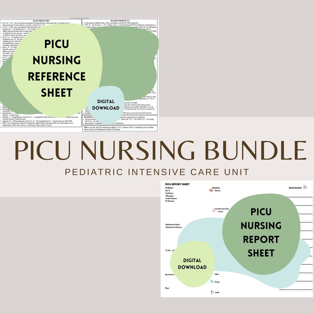 Pediatric Intensive Care Unit Nursing Bundle: PICU Reference Sheet and PICU Report Sheet - Etsy